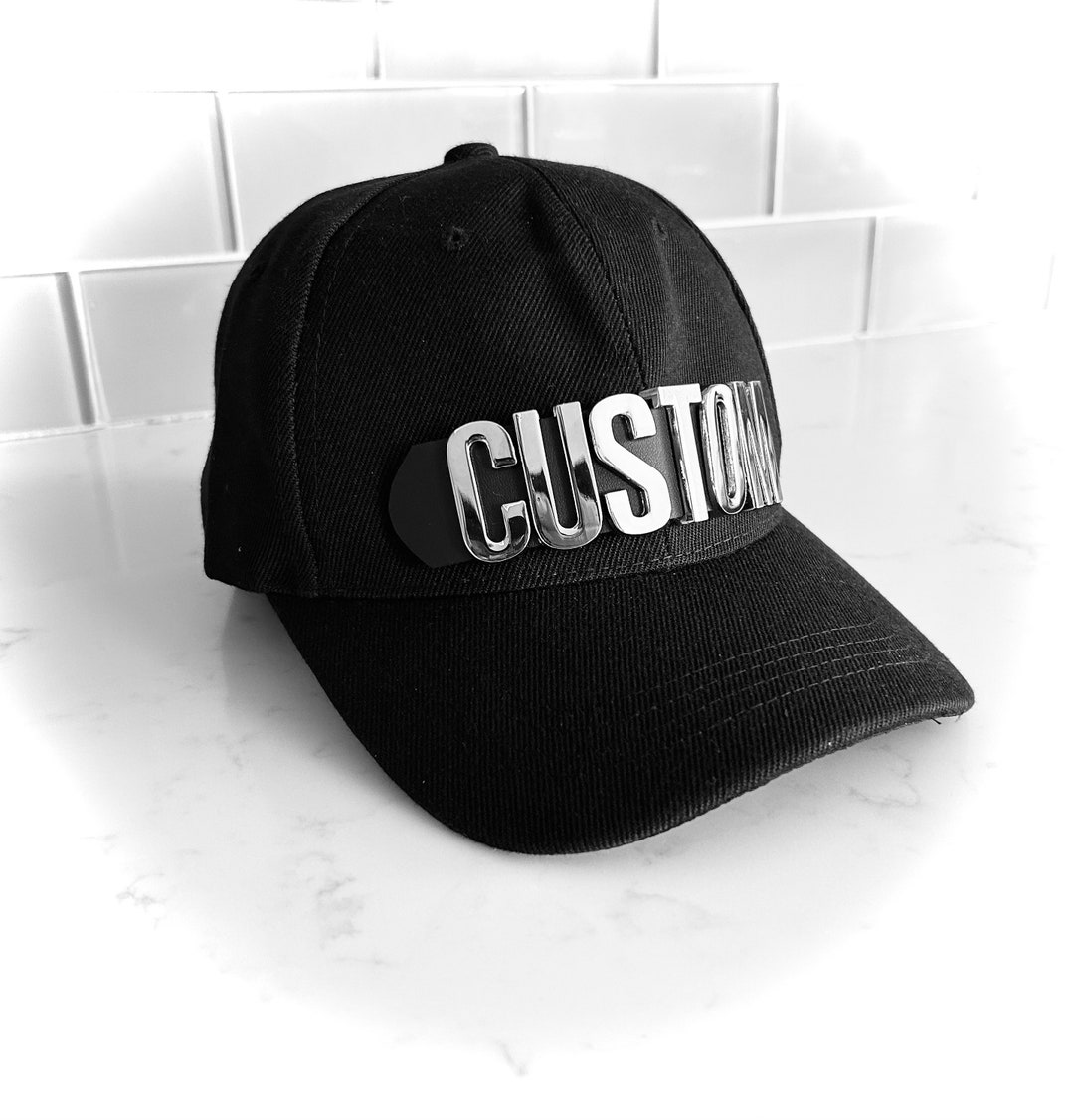 Custom Word Baseball Hat With Huge 30mm Letters in Silver or Gold - Etsy