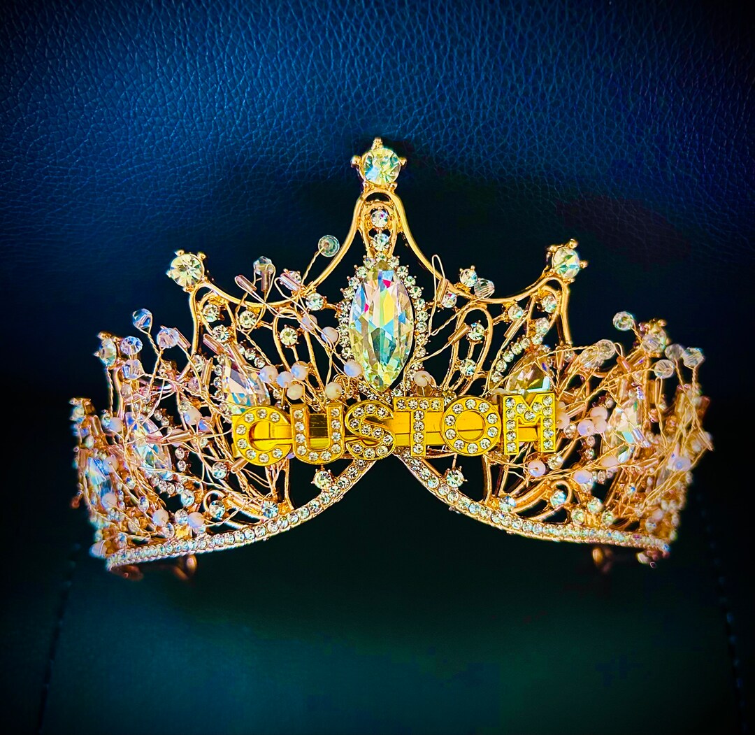 Custom Gold Name Tiara: Personalized Birthday, Bachelorette, Wedding ...