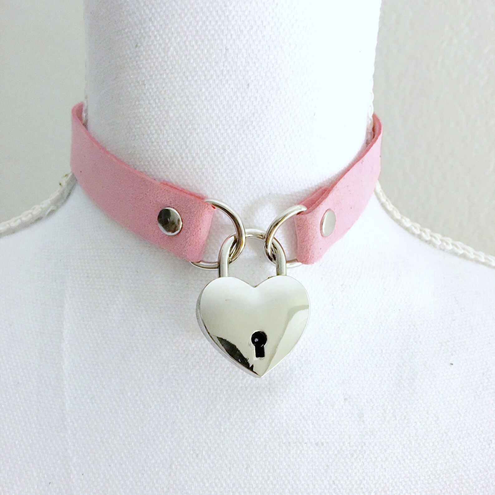 Heart Lock Collar in Pink or Black-custom Sizing Available | Etsy