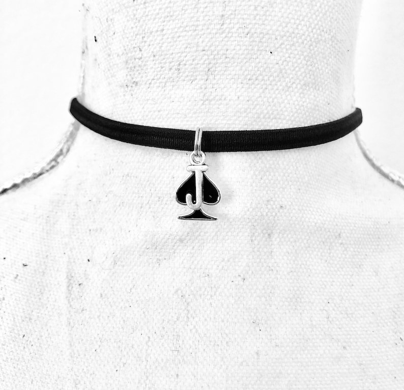 Jack of spades elastic choker or pendant necklace. QOS. King | Etsy