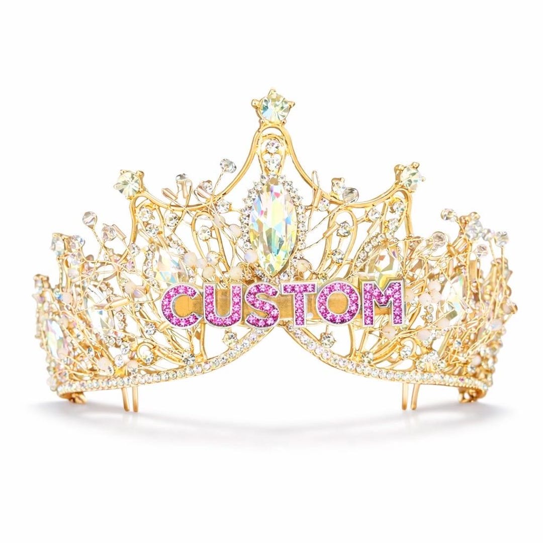 Custom Gold Name Tiara: Personalized Birthday, Bachelorette, Wedding ...
