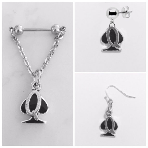 Queen of spade earrings. QOS Dangle earrings stud earrings or | Etsy