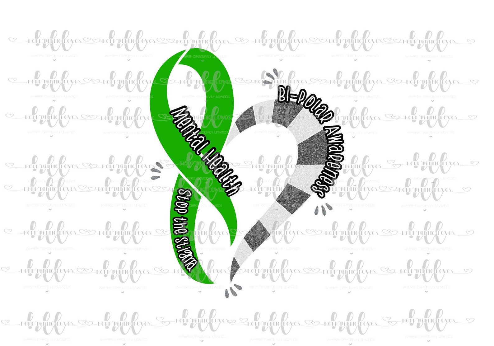 Mental Health Bipolar Awareness Ribbon SVG, PNG, SUBLIMATION, Clipart ...