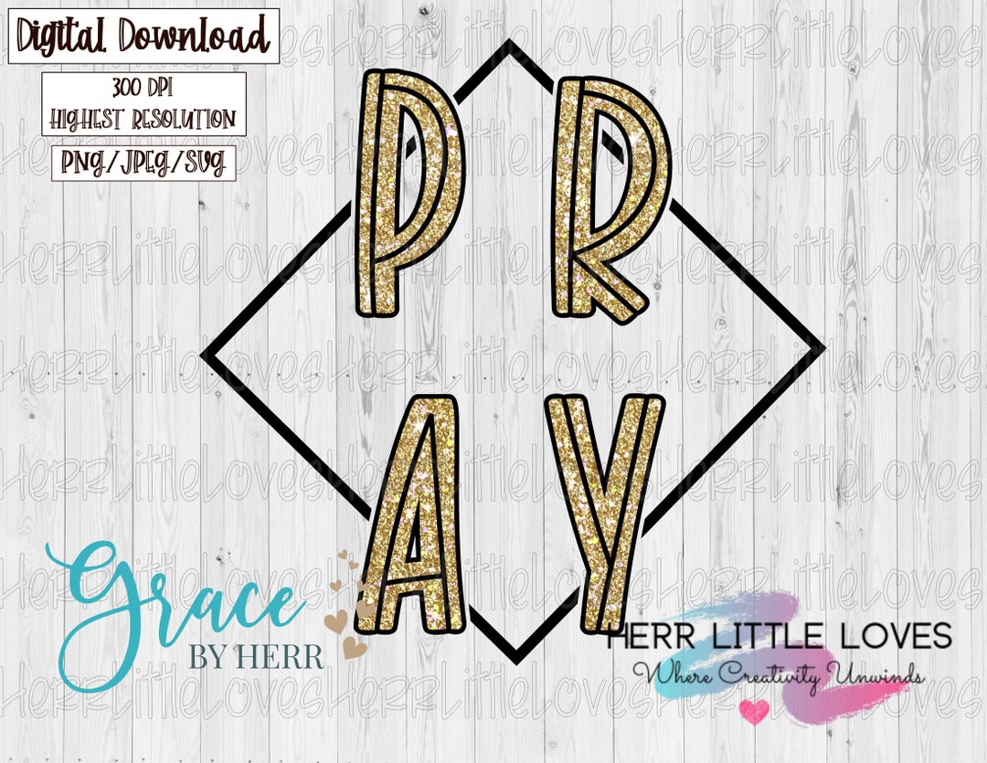 Pray Diamond Glitter Offset SVG PNG JPEG | Religion Designs Sublimation ...