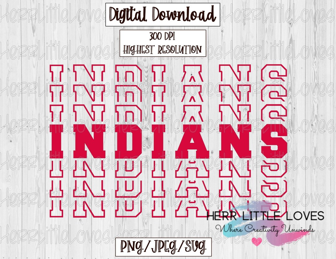 Indians Red Mirrored Word Design: SVG, PNG, Sublimation (digital ...