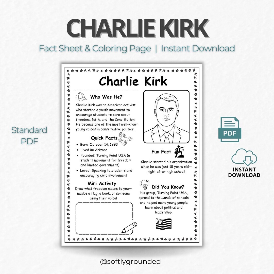 Charlie Kirk Biography Worksheet | American History Learning Activity ...