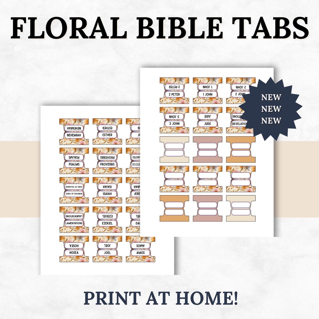 Floral Bible Tabs | Printable & Cutting Machine Ready | Png, Pdf, Svg ...