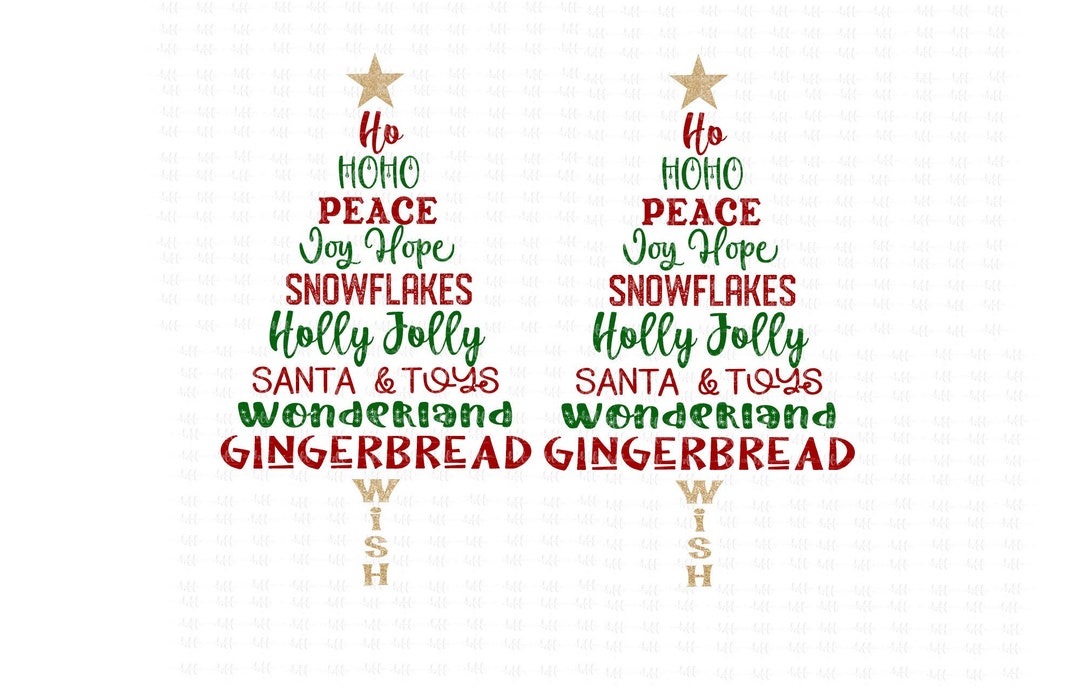 Christmas Tree Words Design: Holiday Sublimation (PNG, JPEG, SVG ...
