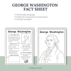 George Washington Fact Sheet: U.S. Presidents History Worksheet (PDF ...