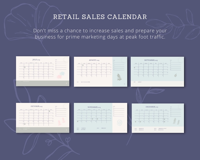 2023 Retail Holiday Calendar Printable Landscape Horizontal - Etsy