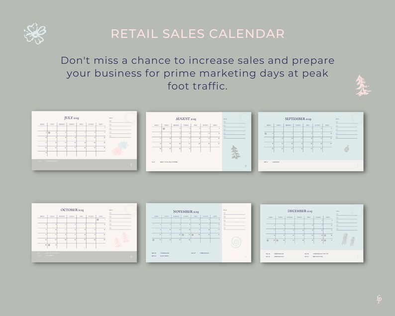 2023 Retail Holiday Calendar, Printable, Landscape Horizontal Pages ...