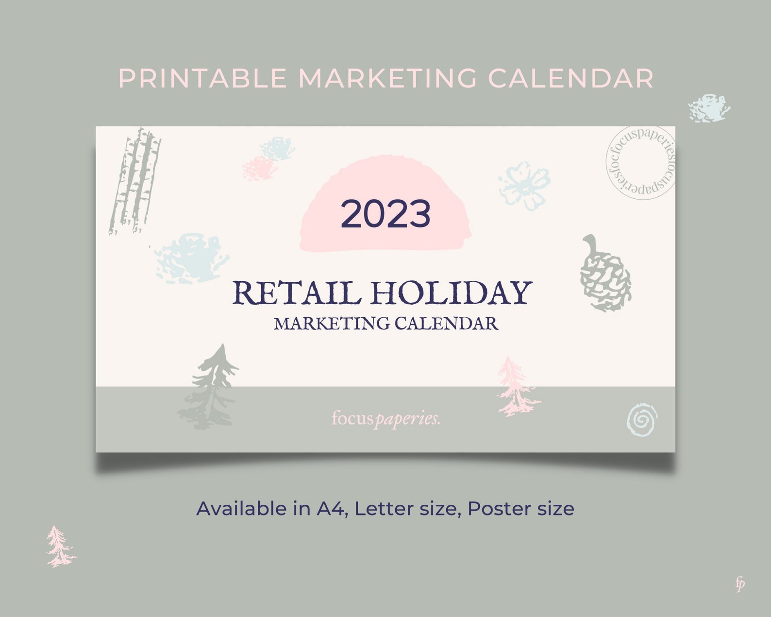 2023 Retail Holiday Calendar, Printable, Landscape Horizontal Pages ...