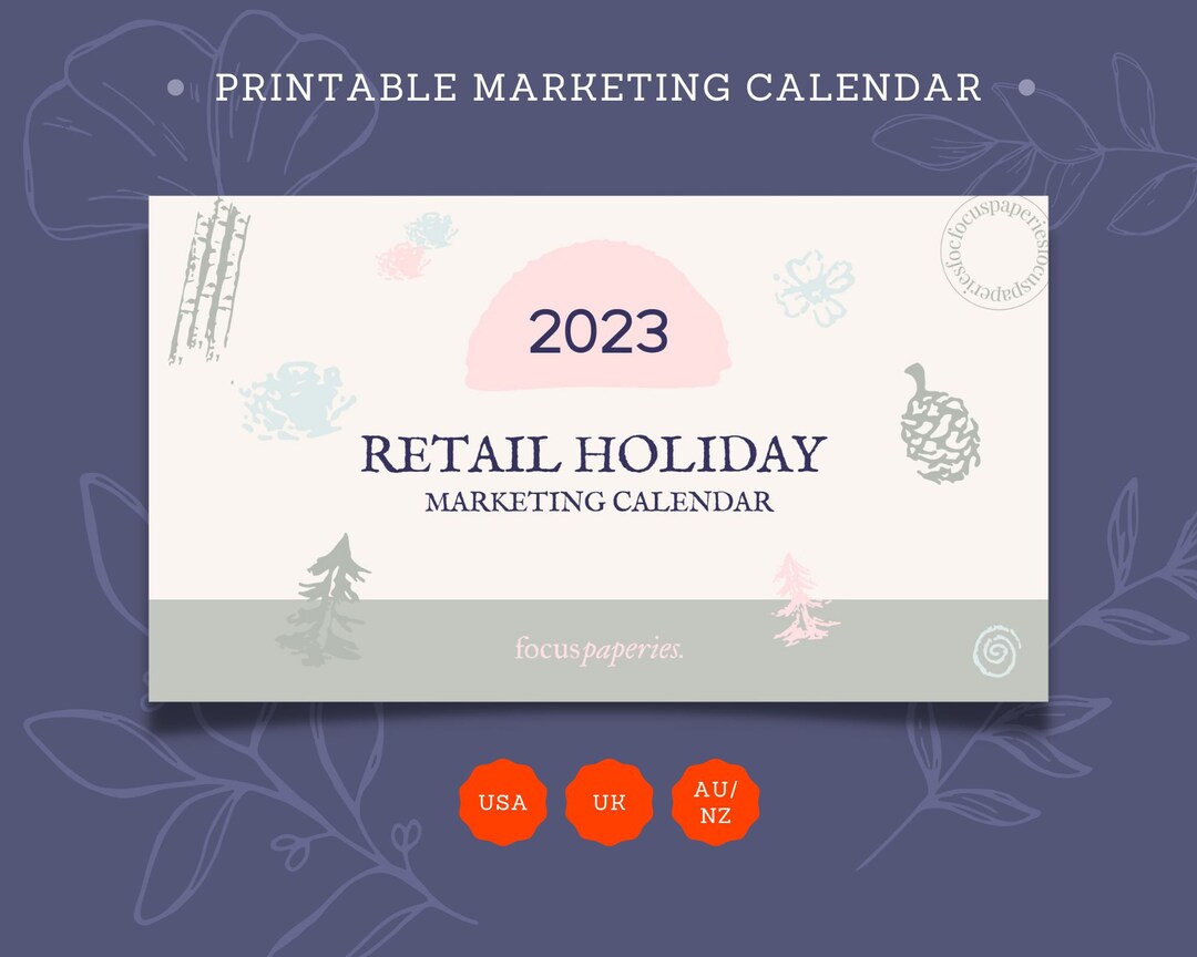 2023 Retail Holiday Calendar Printable Landscape Horizontal - Etsy