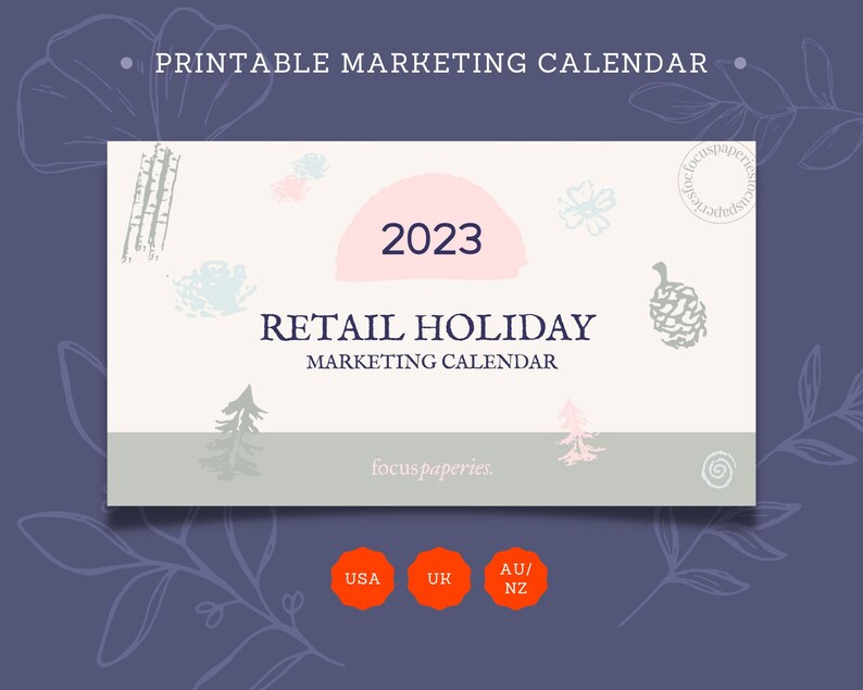 2023 Retail Holiday Calendar Printable Landscape Horizontal - Etsy