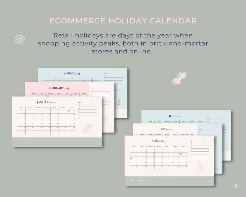 2023 Retail Holiday Calendar, Printable, Landscape Horizontal Pages ...