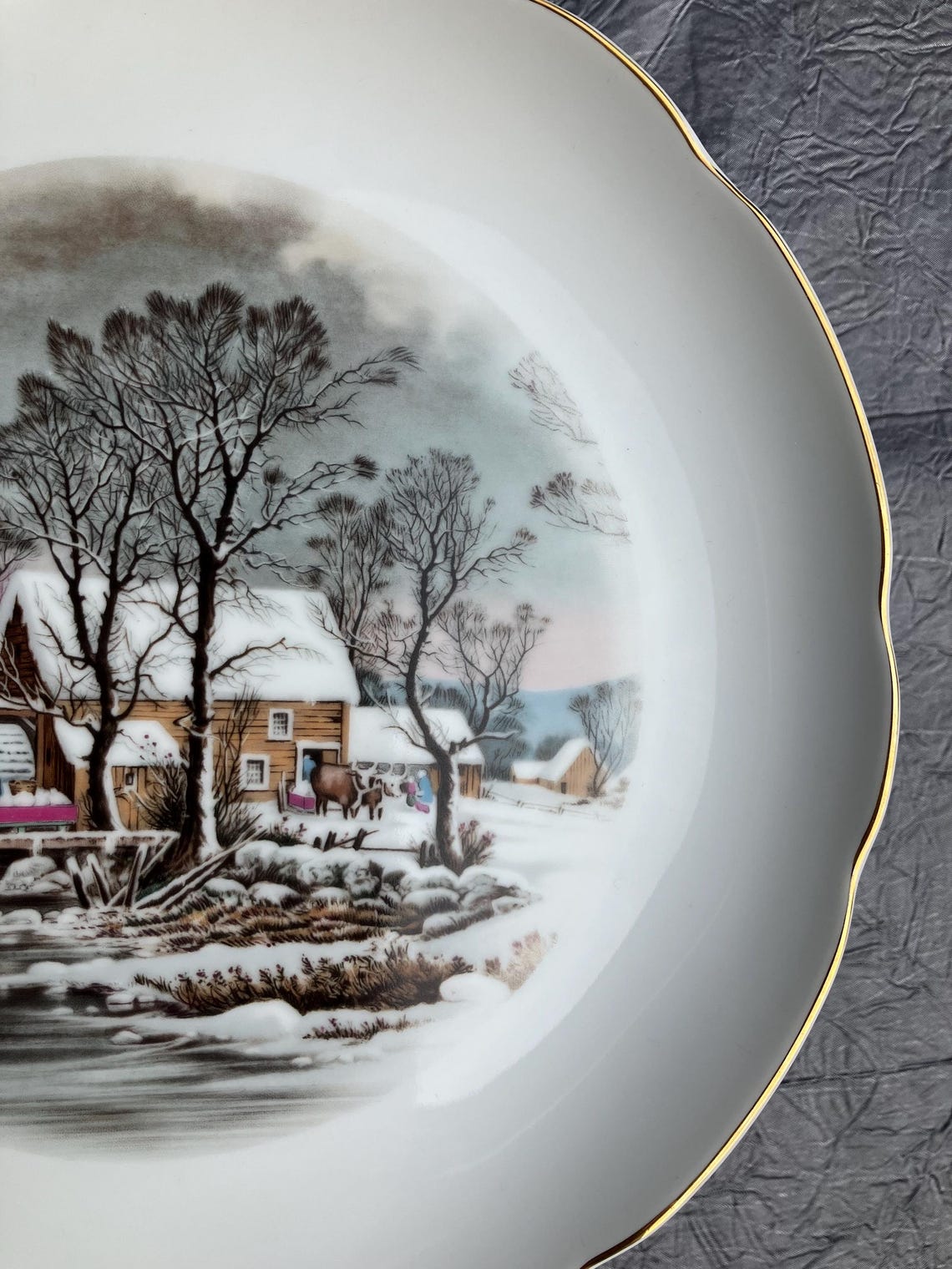 Discontinued Vintage Avon Footed Cake Plate With Currier & Ives “the ...