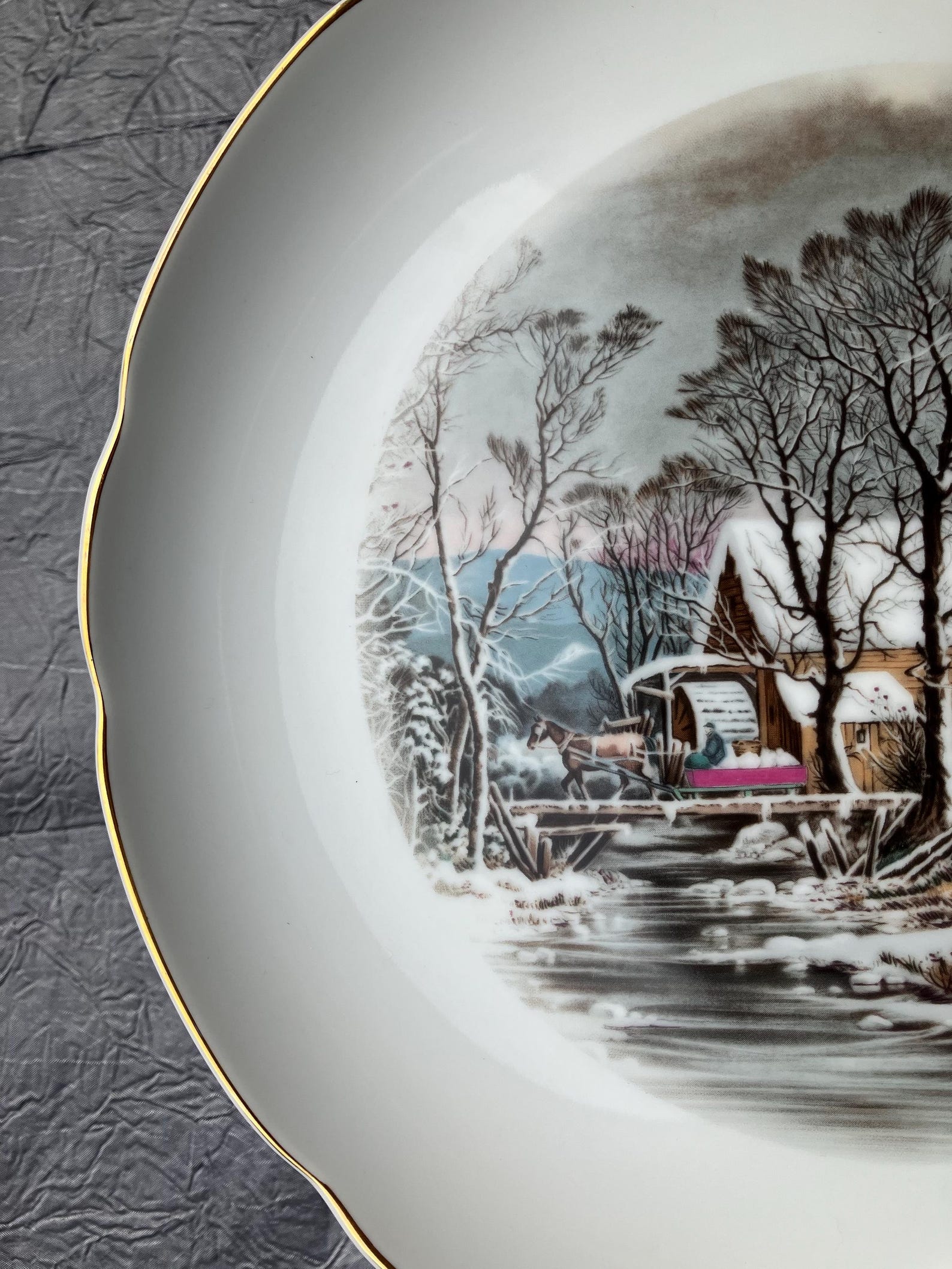 Discontinued Vintage Avon Footed Cake Plate With Currier & Ives “the ...