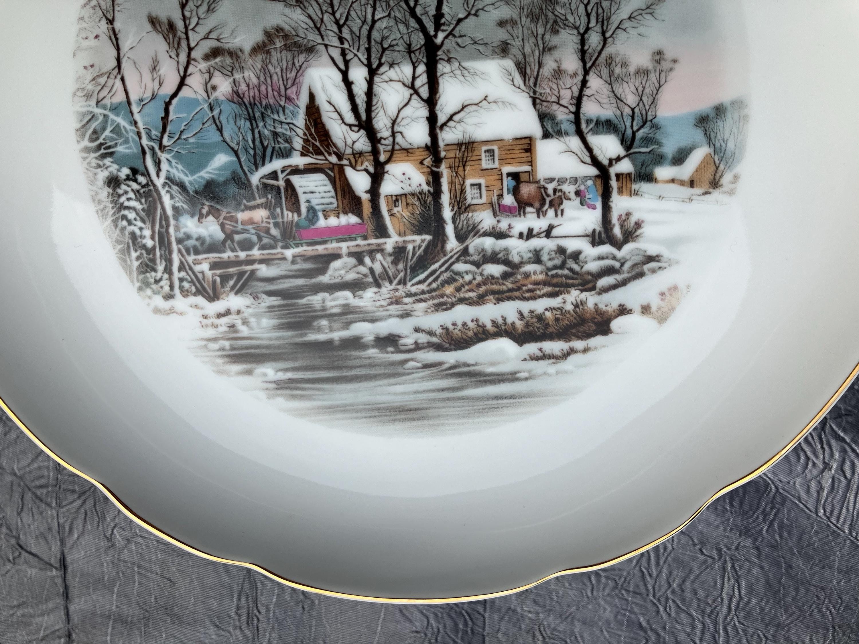 Discontinued Vintage Avon Footed Cake Plate With Currier & Ives “the ...