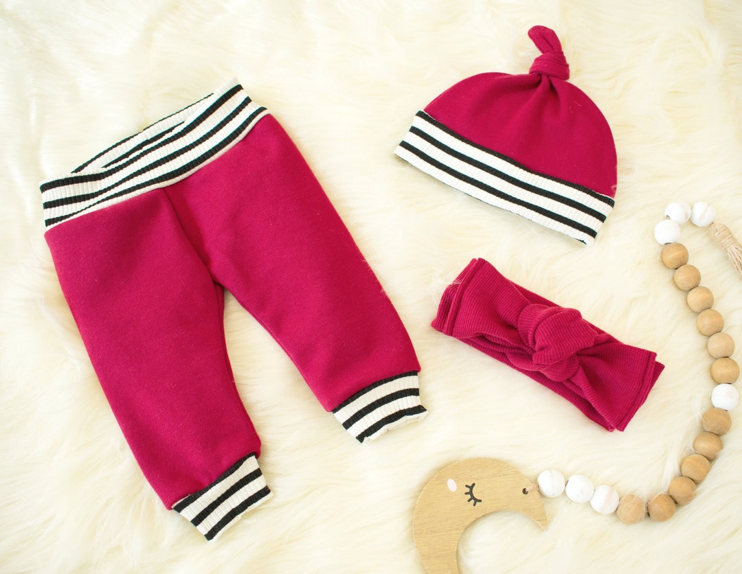 Preemie Red Pants With Hat and Top Knot Headband / Preemie Clothes ...