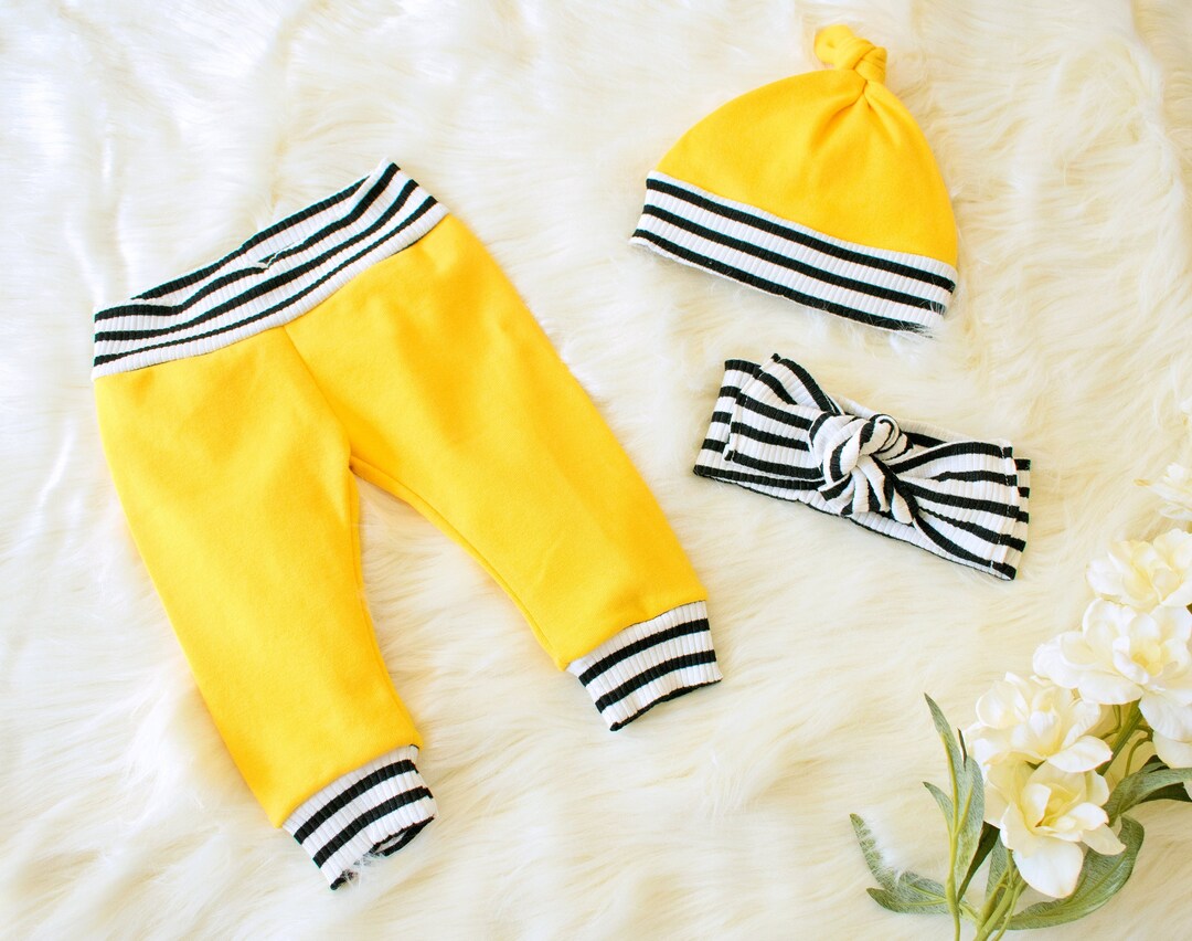 Preemie Yellow Coming Home Outfit / Preemie Girl Clothes, Baby Leggings ...