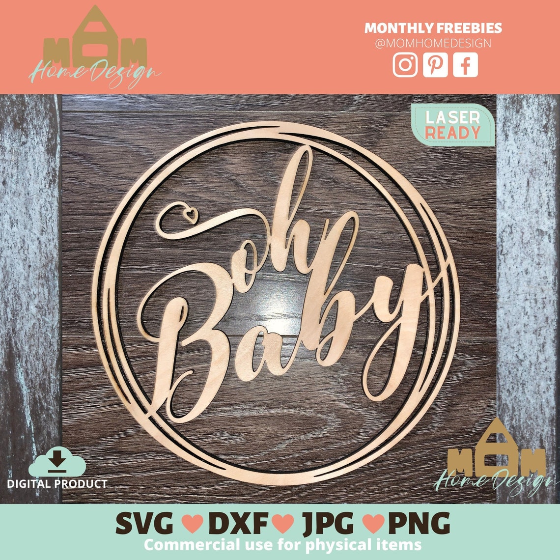 Oh Baby Svg, Oh Baby Glowforge File, Oh Baby Shower Svg, Oh Baby Cake ...