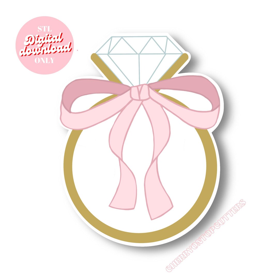 Wedding Ring With Bow Cookie Cutter STL File Engagement Ring Cookie ...