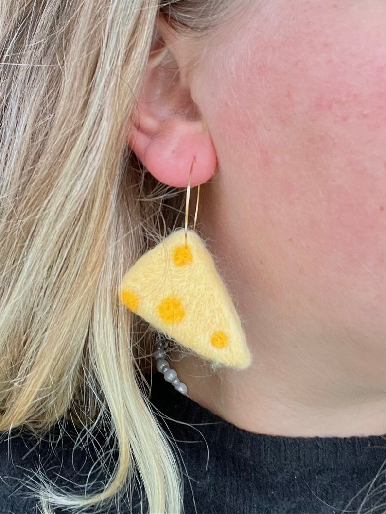 Swiss Cheese Earring | Honey Loom Designs | Needle Felted Earring ...