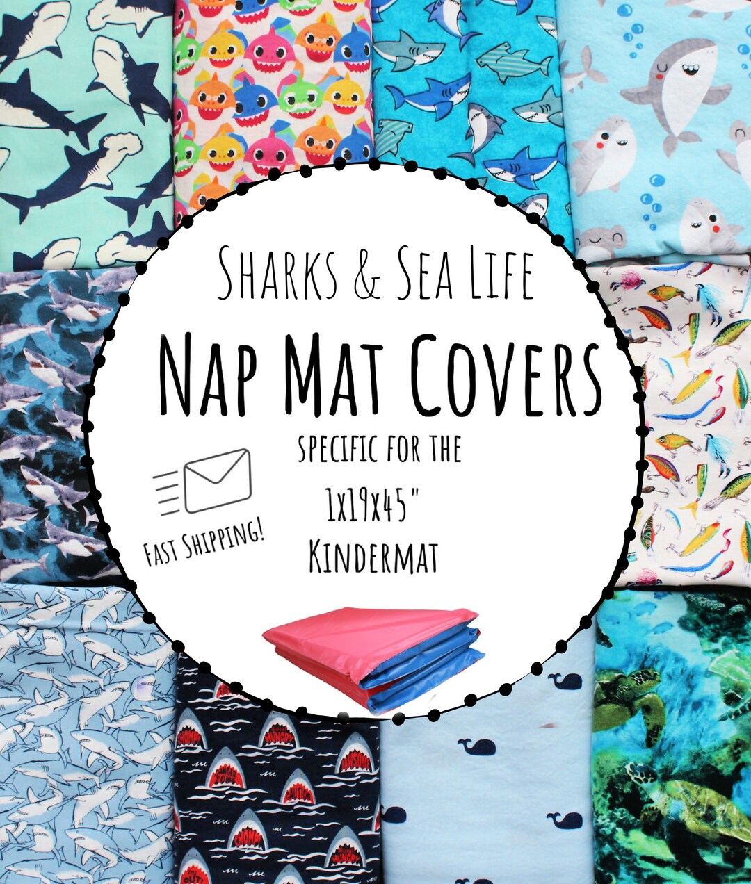 Nap Mat Covers - Sharks & Superheros Prints Available-1x19x45 Kindermat ...