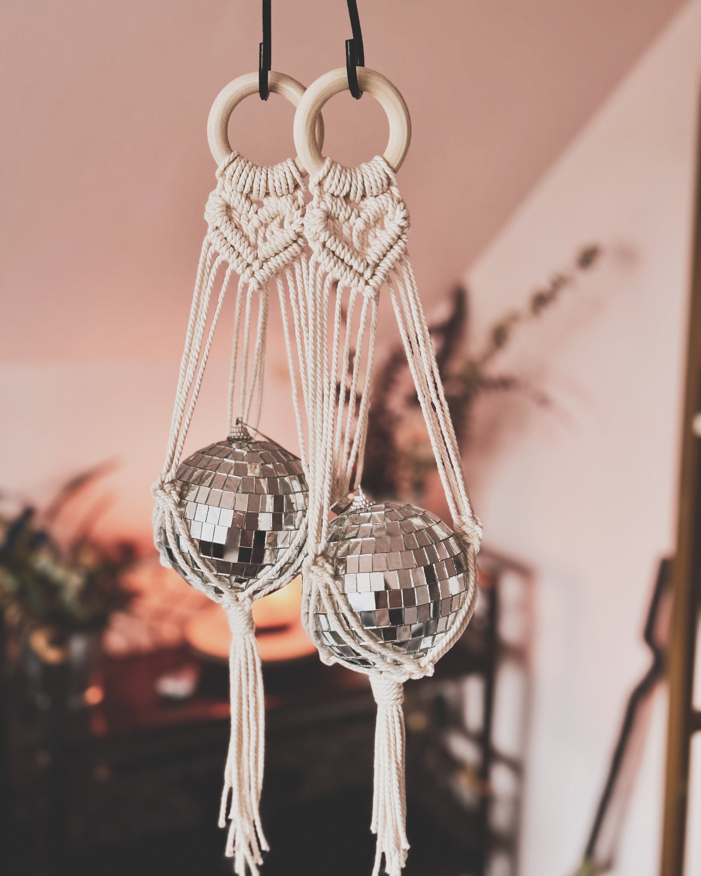 Macrame Disco Ball/macrame Hanger/disco Decor/sun Catcher/macrame Heart ...