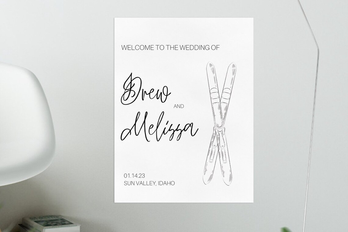 TEMPLATE Vintage Ski Wedding Welcome Sign (left Orientation) - Etsy