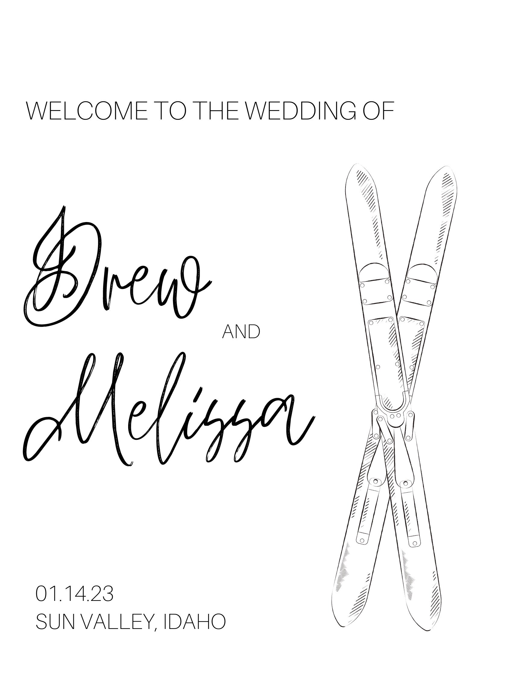 TEMPLATE Vintage Ski Wedding Welcome Sign (left Orientation) - Etsy
