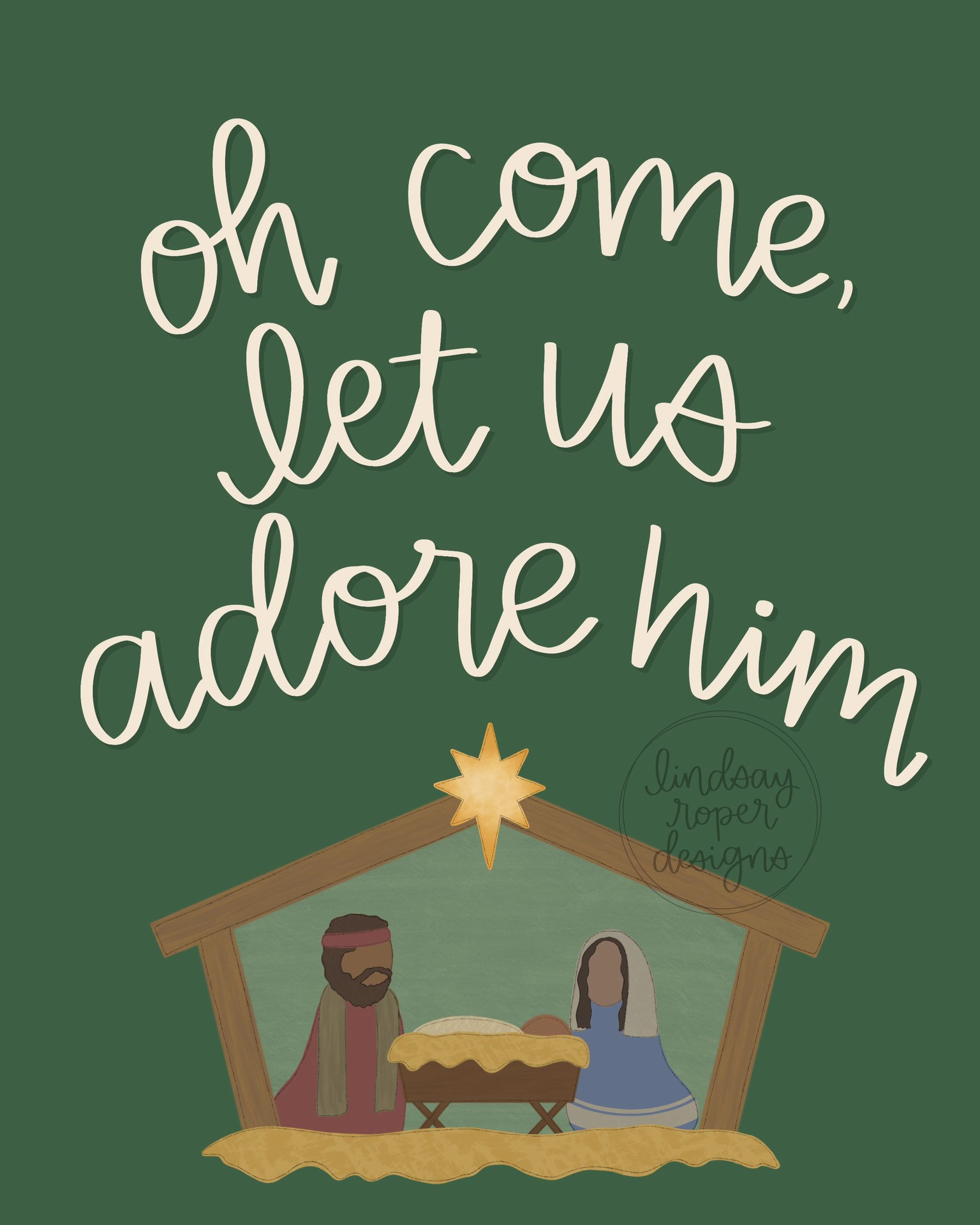 Oh Come Let Us Adore Him Christmas Printable Holiday Decor | Etsy