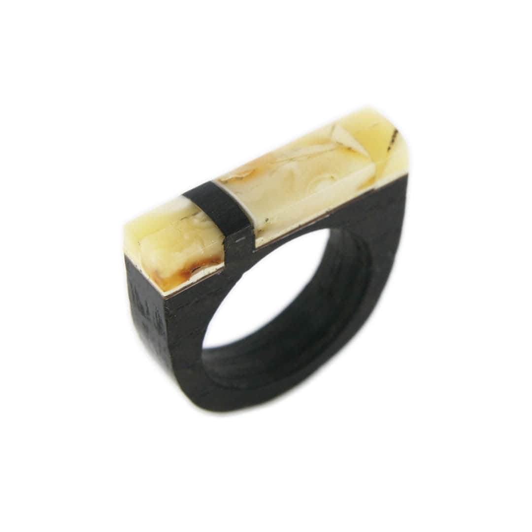 Ring With Amber and Black Oak Wood, Ring Wood Black Oak, Amber - Etsy