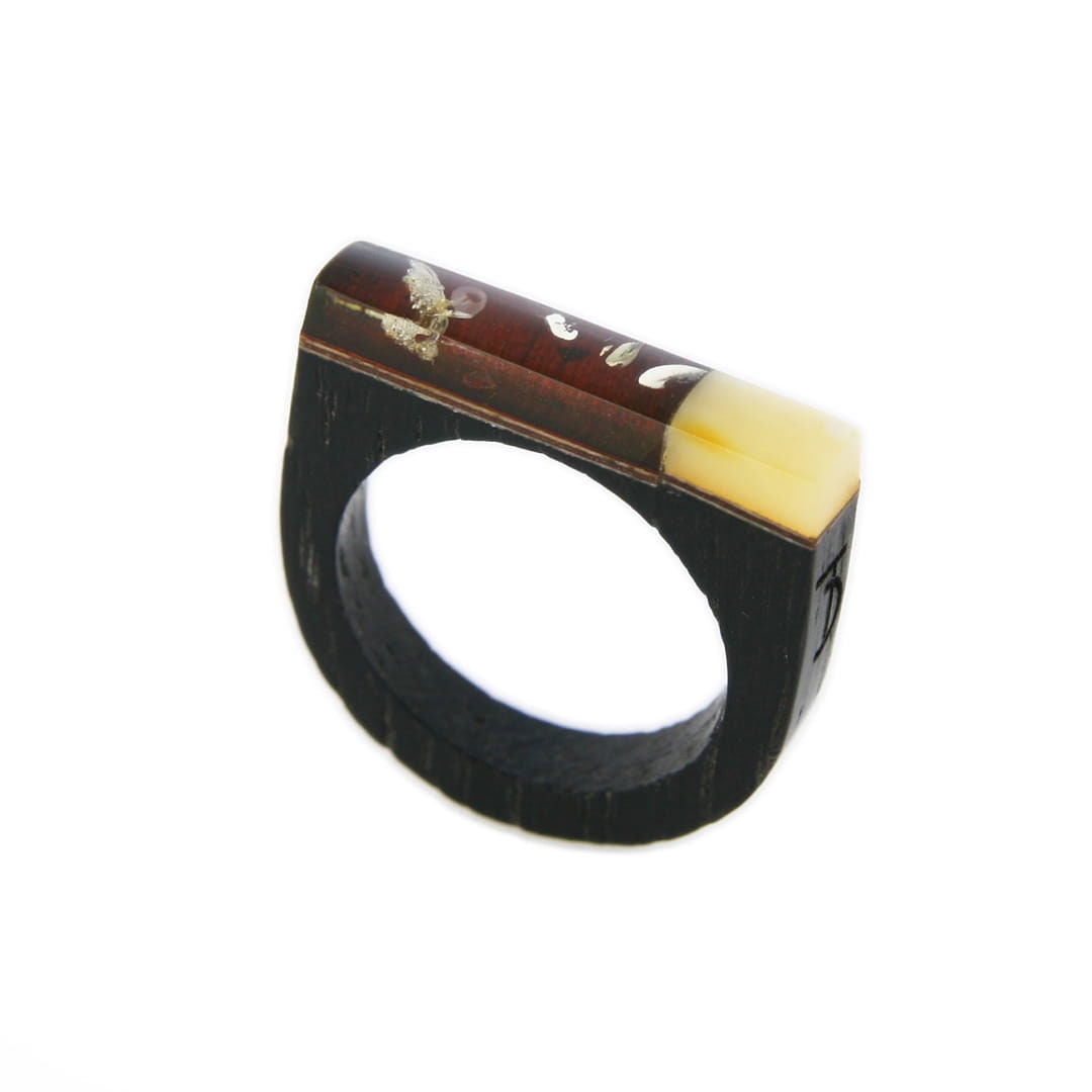 Ring With Amber and Black Oak Wood, Ring Wood Black Oak, Amber - Etsy
