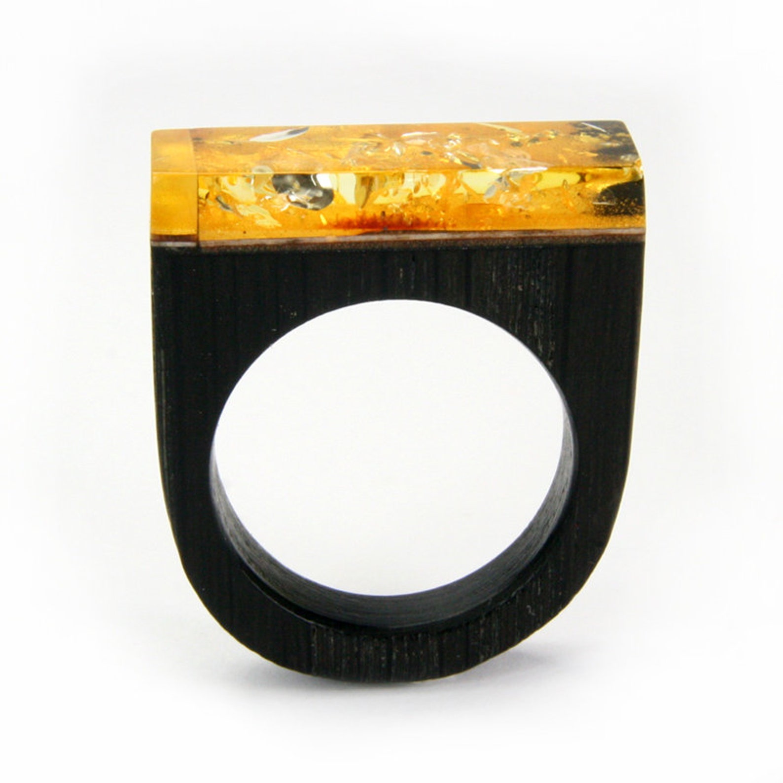 Ring - Wood - Black Oak, Amber, Gold - Etsy