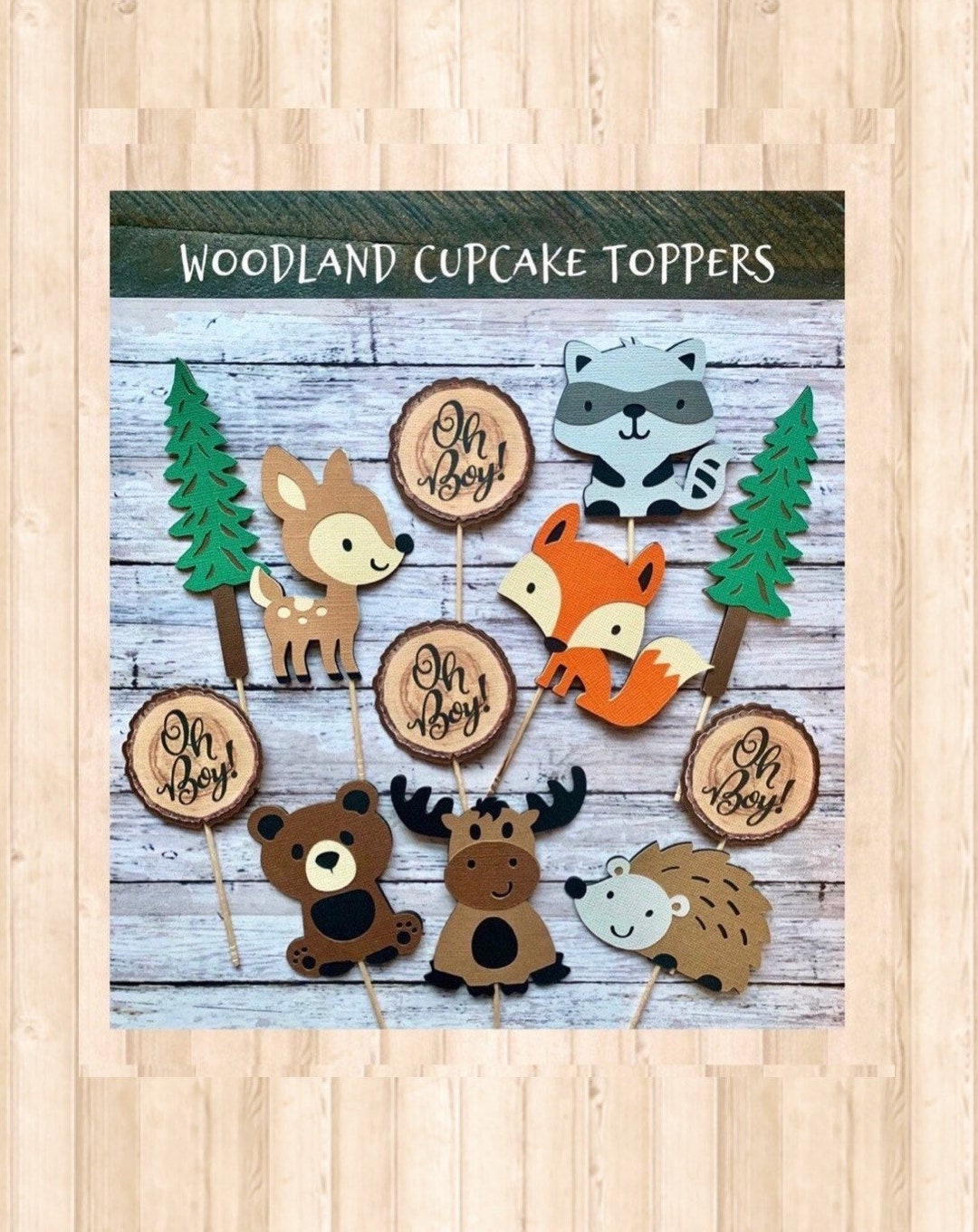 Woodland Animal Cupcake Toppers Boy, Forest Animals Cupcake Toppers, Oh ...