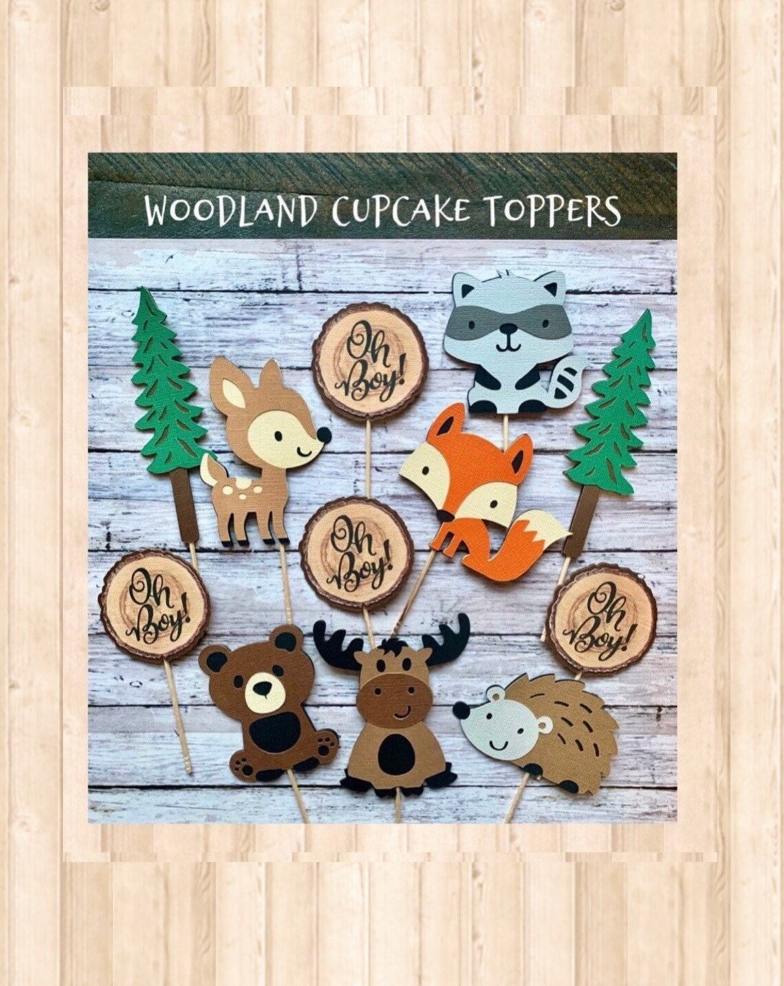 Woodland Animal Cupcake Toppers Boy Forest Animals Cupcake - Etsy