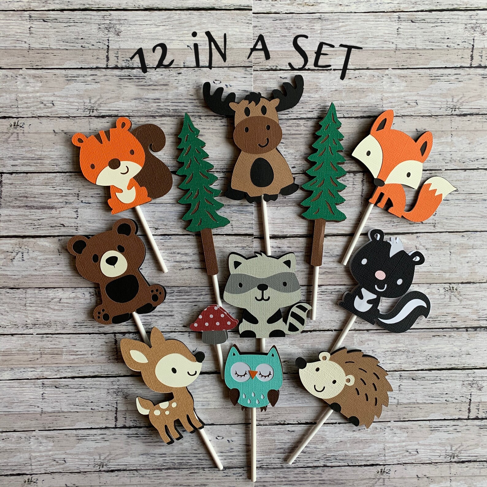 Woodland Animal Cupcake Toppers Boy Girl Forest Animals - Etsy