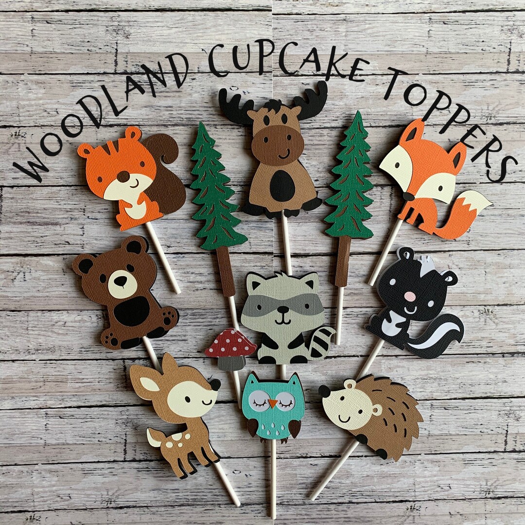 Woodland Animal Cupcake Toppers Boy Girl, Forest Animals Cupcake ...