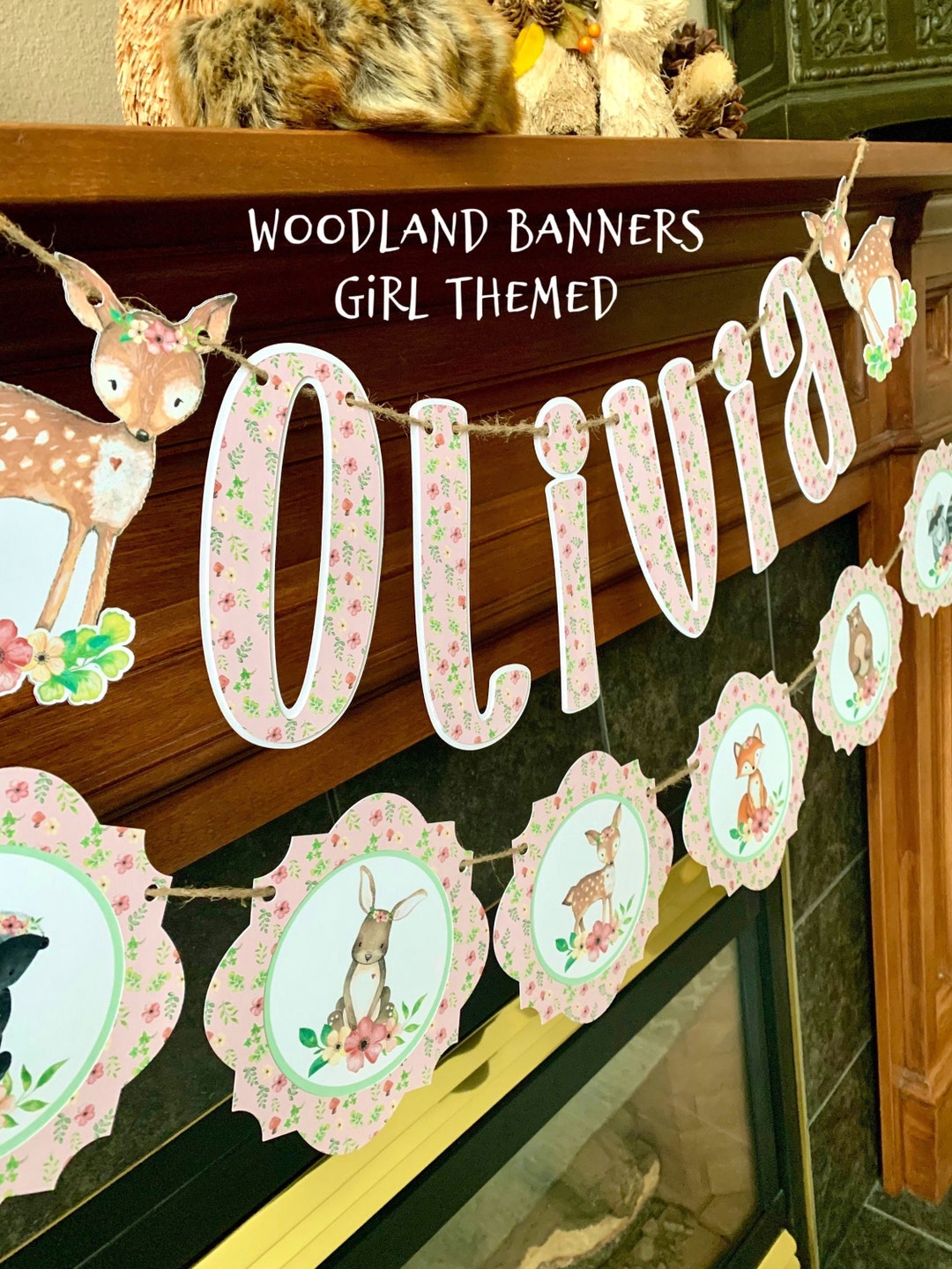 Woodland Party Decorations Girl, Personalized Customized Woodland Name ...