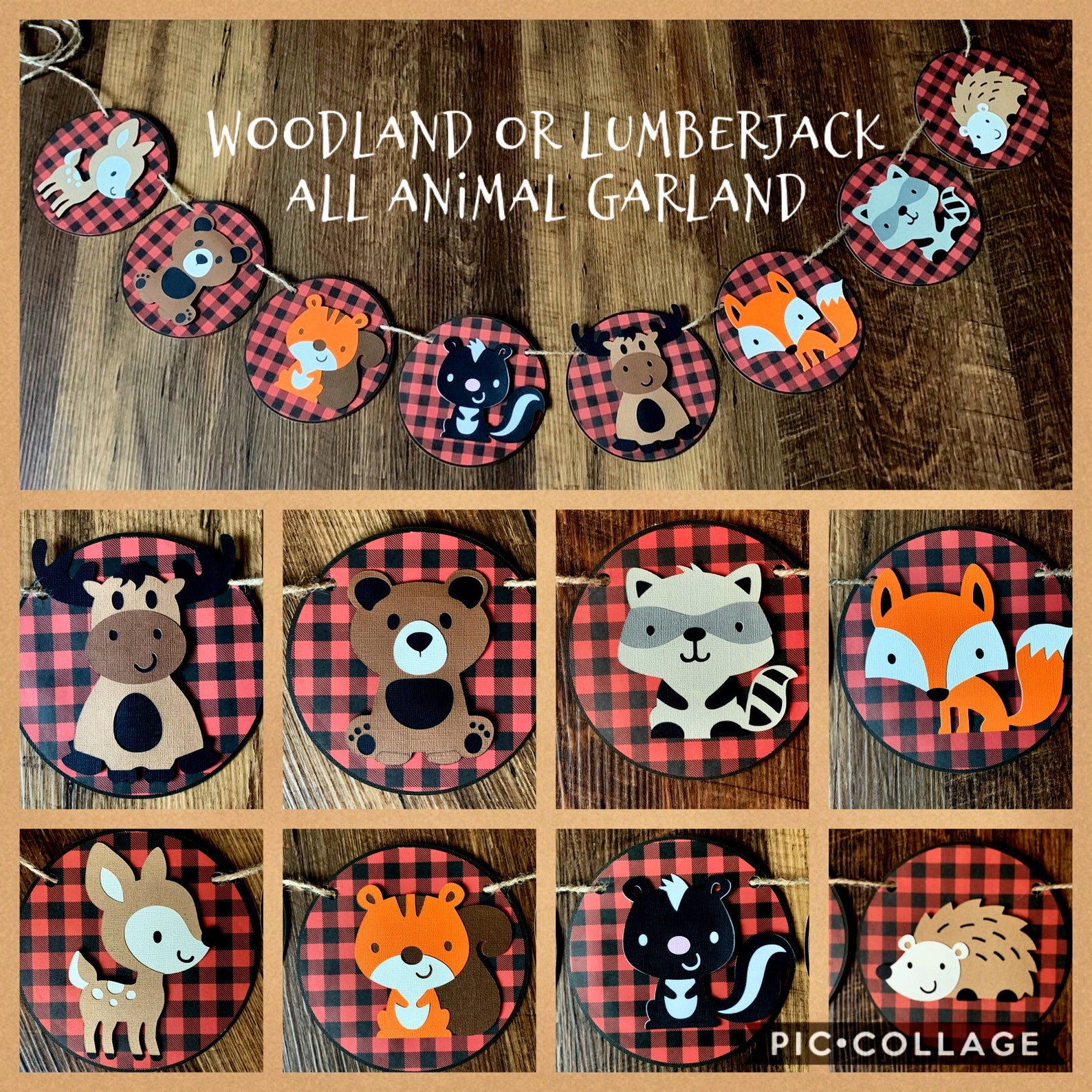 Woodland Lumberjack Animal Garland Banner Boy, Buffalo Plaid Nursery ...