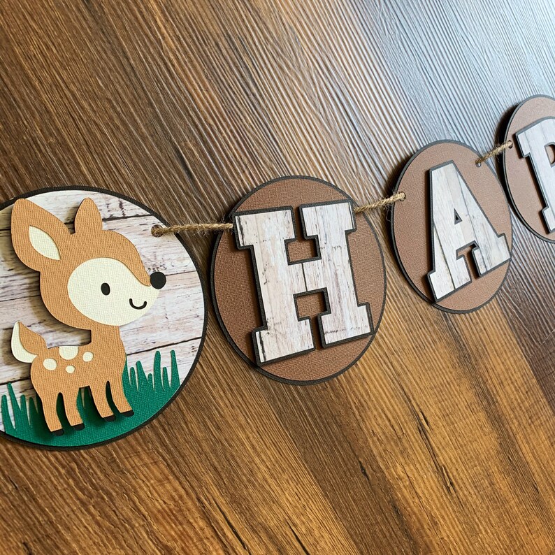 Woodland Animal Happy Birthday Banner Woodland First Birthday - Etsy