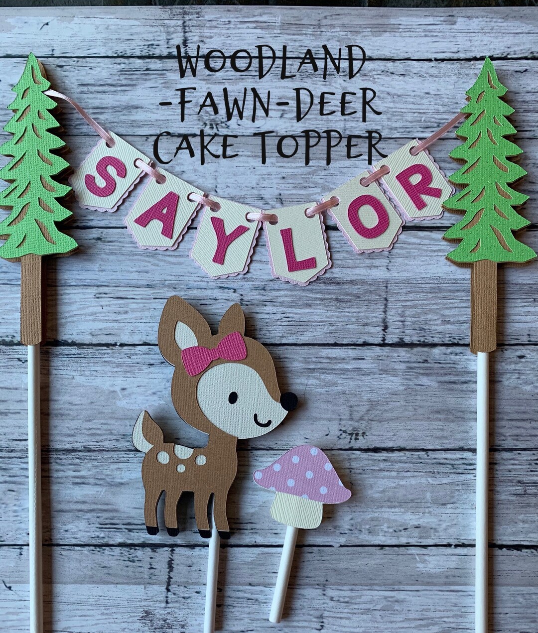 Personalized Baby Shower Cake Topper Girl Customized Fawn - Etsy