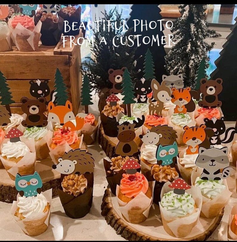 Woodland Animal Cupcake Toppers Boy Girl Forest Animals - Etsy
