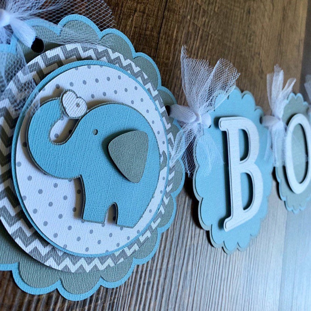Elephant Baby Shower Decorations Boy, Elephant Blue Gray Grey Baby ...