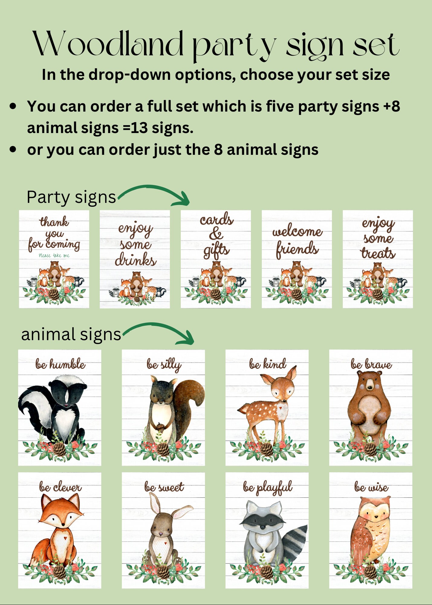 Woodland Party Signs, Woodland Animal Signs, Woodland Decorations, Boy ...