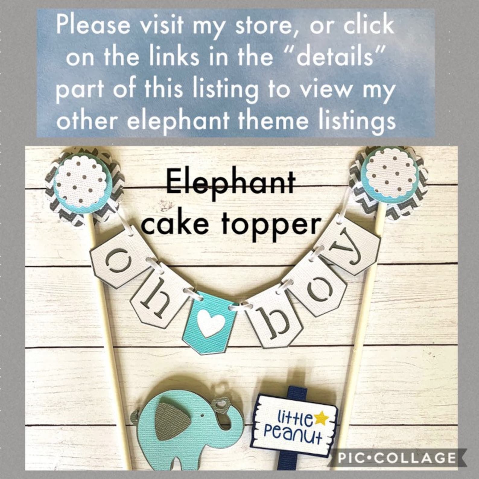 Blue Elephant Baby Boy Shower Decoration, Elephant Personalized Name ...