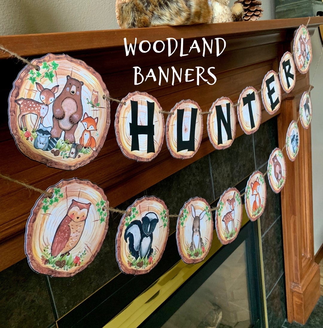 Woodland Animal Banner, Woodland Baby Shower Decorations, Customized ...