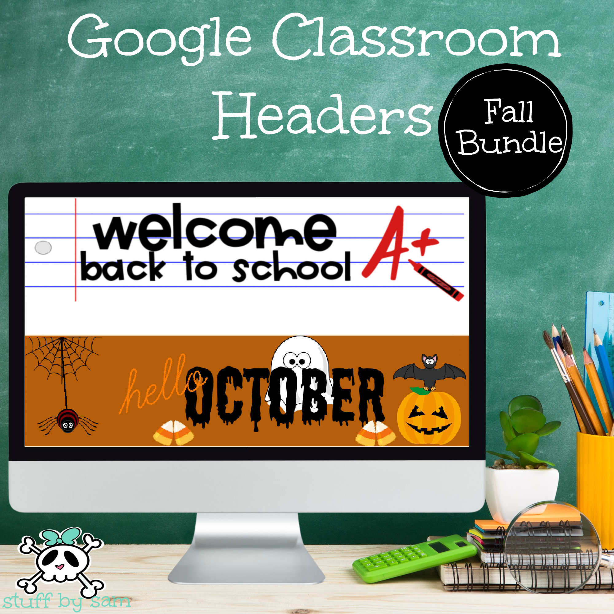 Google Classroom Headers Digital and Remote Learning Theme Fall Bundle ...