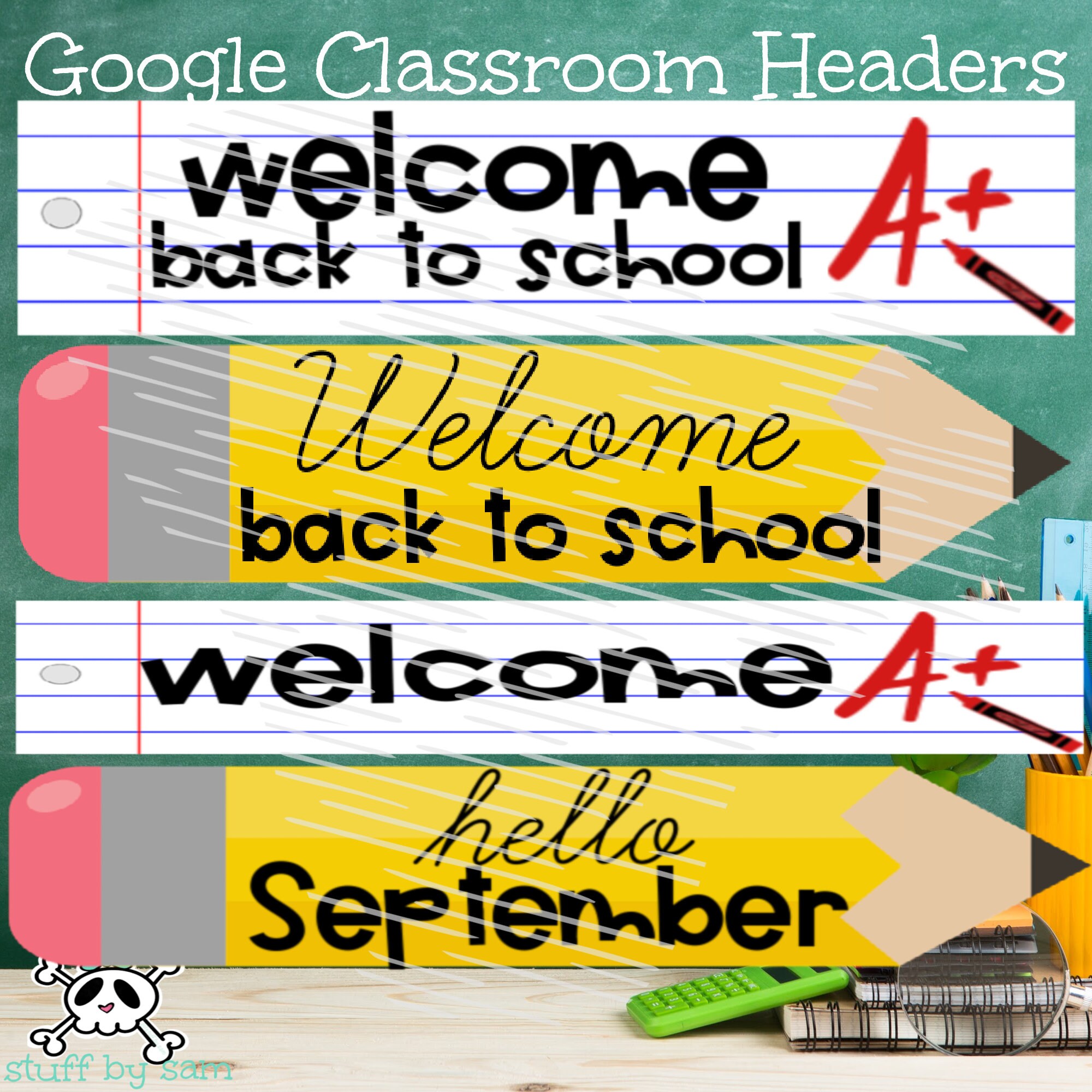 Google Classroom Headers Digital and Remote Learning Theme September - Etsy